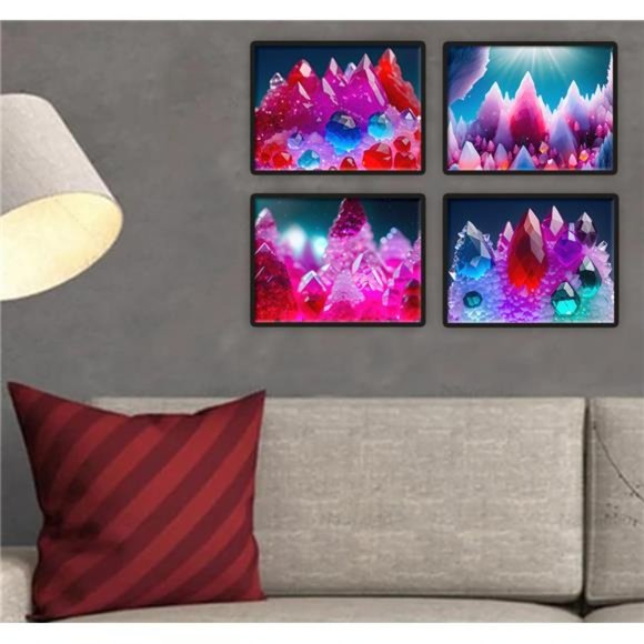 Art | Pink Crystal Forest Gem Stones Fantasy Wall Art Home Decor 4 ...